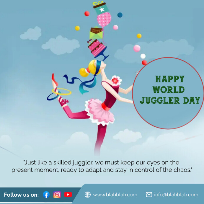 Blue Pastel World Juggling Day Instagram Post Template | PosterMyWall