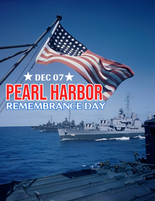 Blue Pearl Harbor Remembrance Day Flyer (us Letter) Template | PosterMyWall