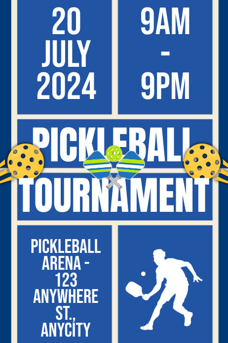 Blue Pickleball Tournament Poster Template | PosterMyWall