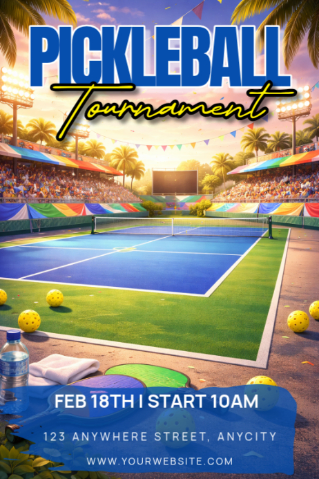 Blue Pickleball Tournament Poster Template | PosterMyWall