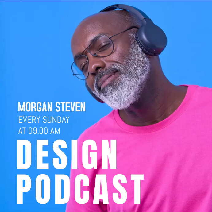 Blue pink podcast template | PosterMyWall