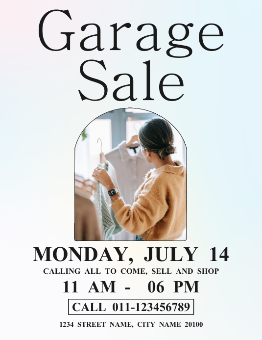 Copy of Blue Pink Soft Gradient Garage Sale Flyer | PosterMyWall
