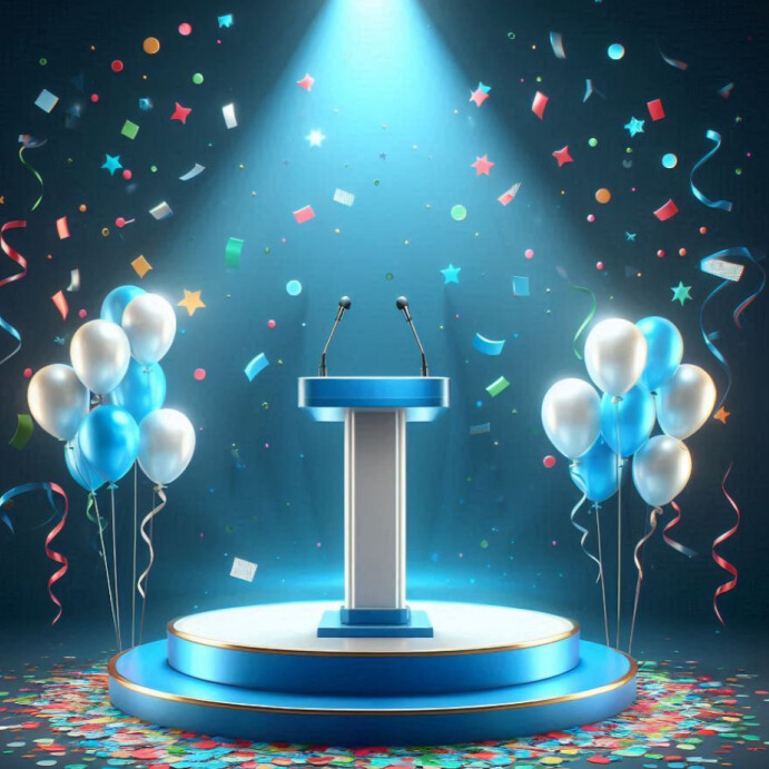 Blue podium background Template | PosterMyWall