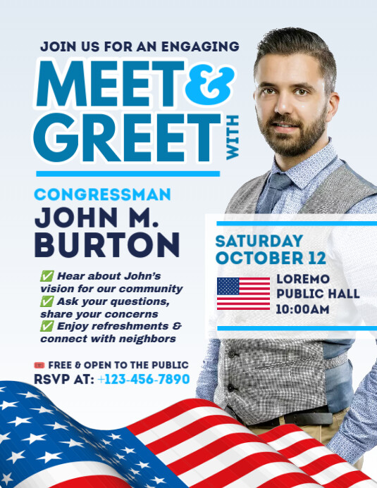 Copy of Blue Political Candidate Meet & Greet Flyer | PosterMyWall