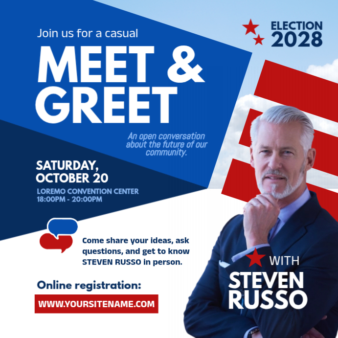 Blue Political Meet and Greet Instagram Post Template | PosterMyWall