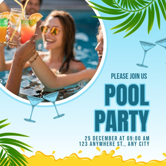 Modèle Blue Pool Party Instagram Post | PosterMyWall