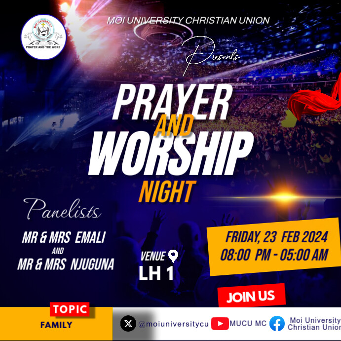 Copy of Blue Prayer and Worship Night Church Instagram Poster ...
