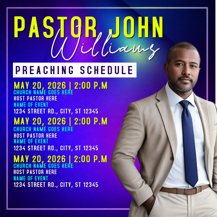 Copia de Blue Preaching Schedule Instagram Post | PosterMyWall
