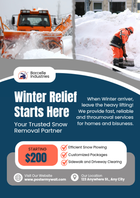 Blue Profesional Snow Removal Service A4 Template | PosterMyWall