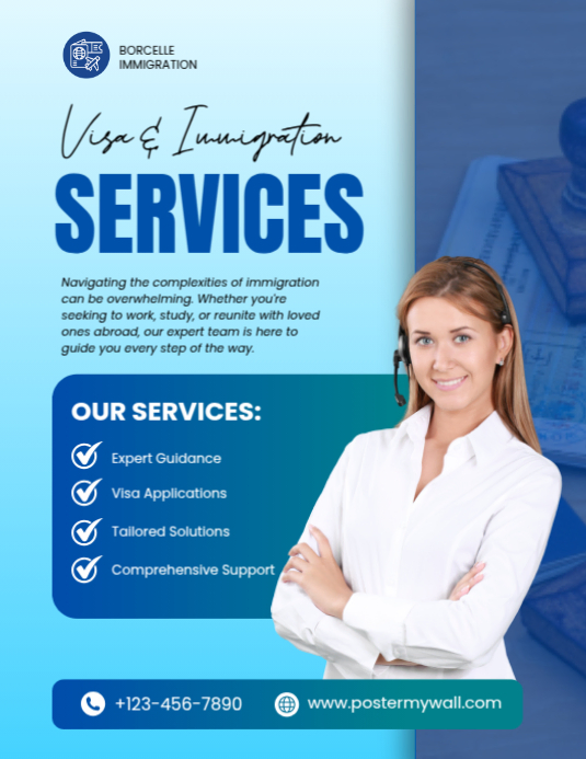 Copie de Blue Profesional Visa & Immigration Services Pamflet (letter ...