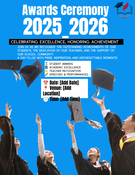 Plantilla de Blue Professional Academic Awards Ceremony Flyer (us ...