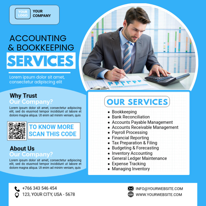 Plantilla de Blue Professional Accounting And Bookkeeping Services ...