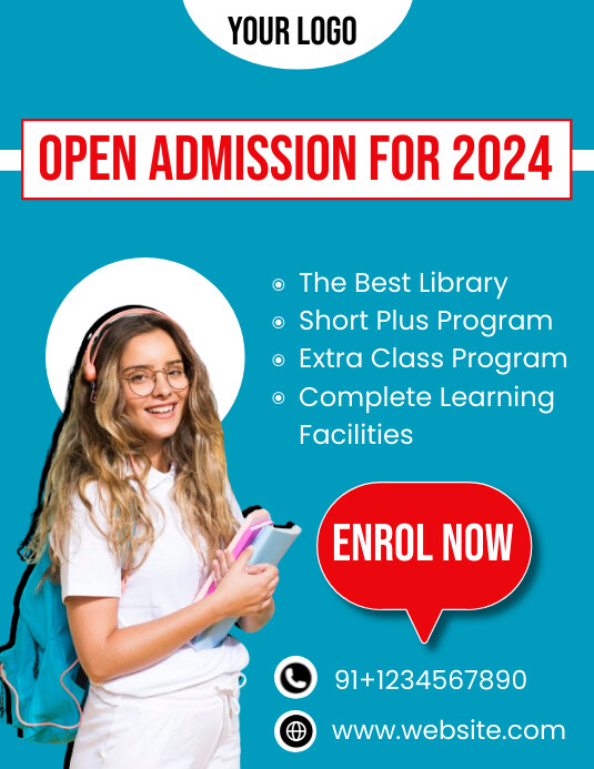 Blue Professional Admission Open Flyer (us Le Templat | PosterMyWall