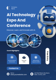 Blue Professional Ai Chatbot Marketing Graphic A2 Template | PosterMyWall