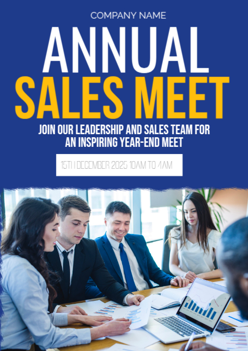 Blue Professional Annual Sales Meet A1 Template | PosterMyWall