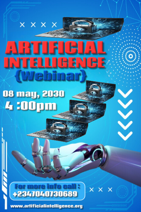 Plantilla de Blue Professional Artificial Intelligence Poster | PosterMyWall