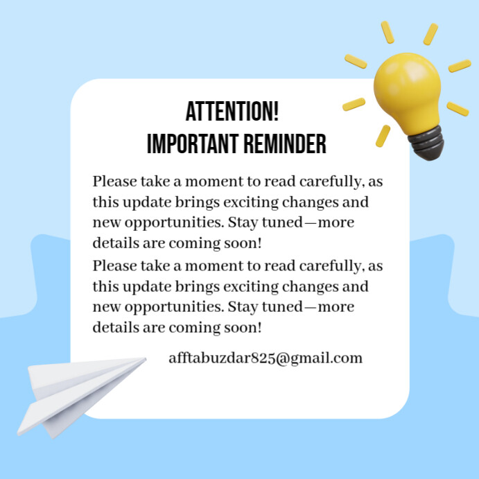 Blue Professional Attention Announcement Posters Instagram Post ...