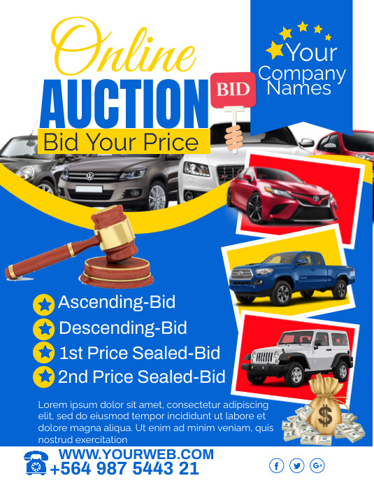 Blue Professional Auction Flyer (us Letter) Template | PosterMyWall