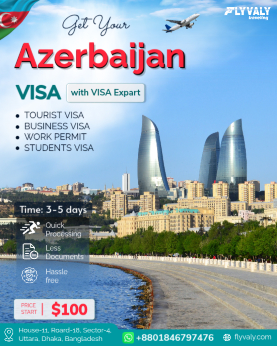 Blue Professional Azerbaijan Visa Processing Ads Design Template ...