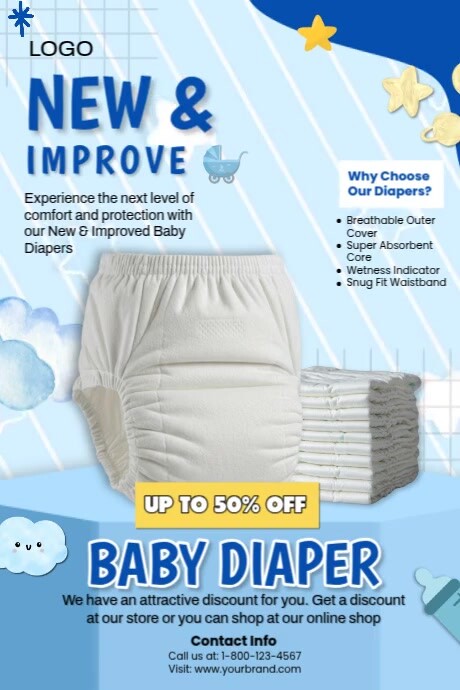 Copy of Blue Professional Baby Diaper New Formula Poster | PosterMyWall