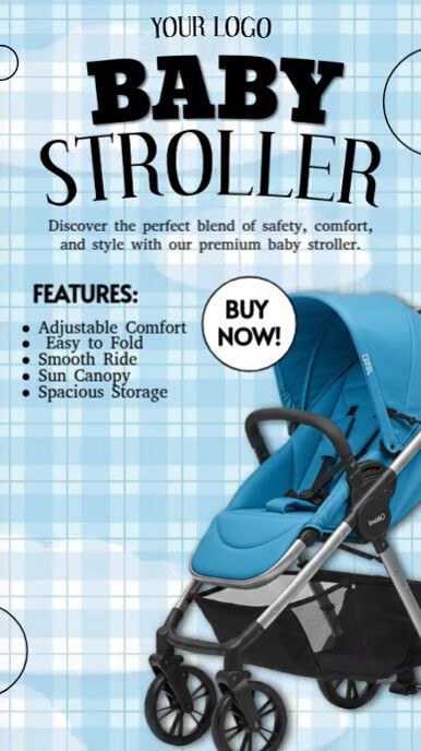 Blue Professional Baby Stroller Instagram Reel Template | PosterMyWall
