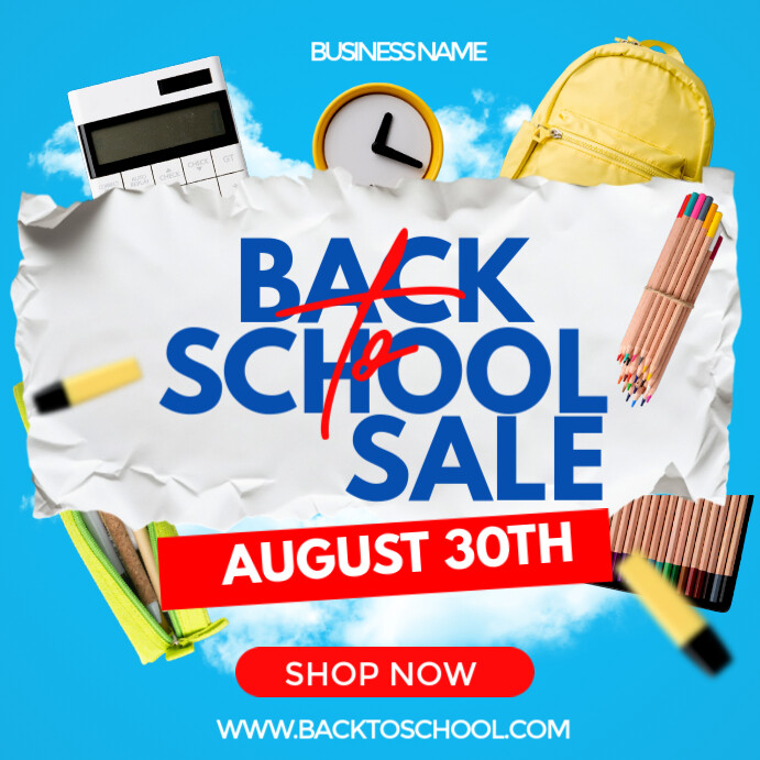 Blue Professional Back To School Sale Flyer Instagram Post Template ...