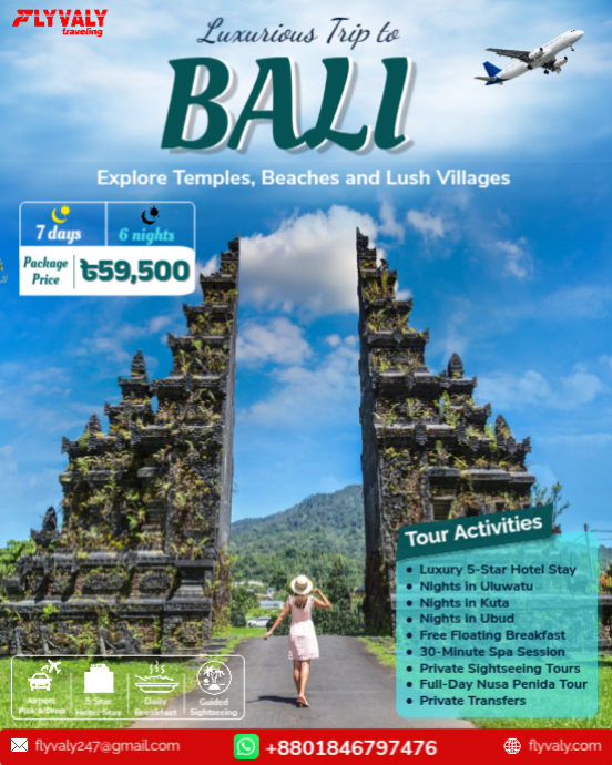 Blue Professional Bali Tour Package Ads Design Template Instagram ...