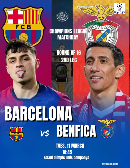 Modèle Blue Professional Barcelona Vs Benfica Ucl Matchday Flyer (us ...