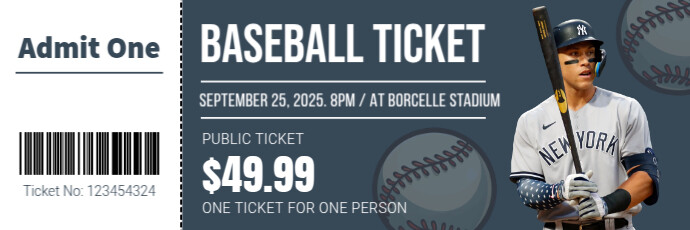 Blue Professional Baseball Ticket Twitter Banner Template | PosterMyWall