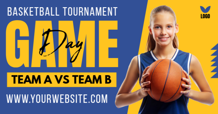 Plantilla de Blue Professional Basketball Game Day Facebook Shared ...