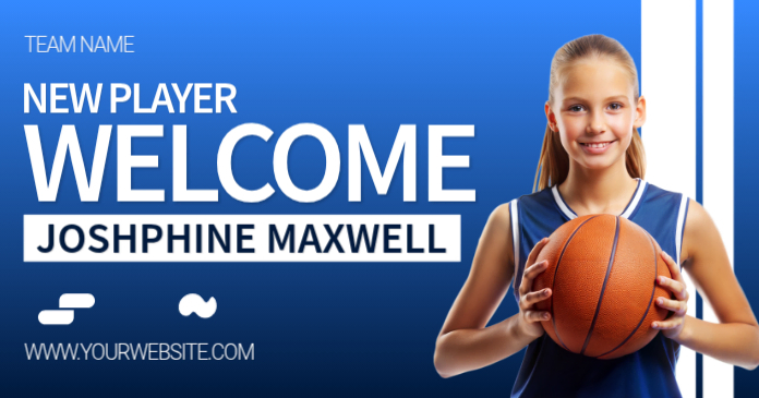 Blue Professional Basketball Player Facebook Shared Image Template ...