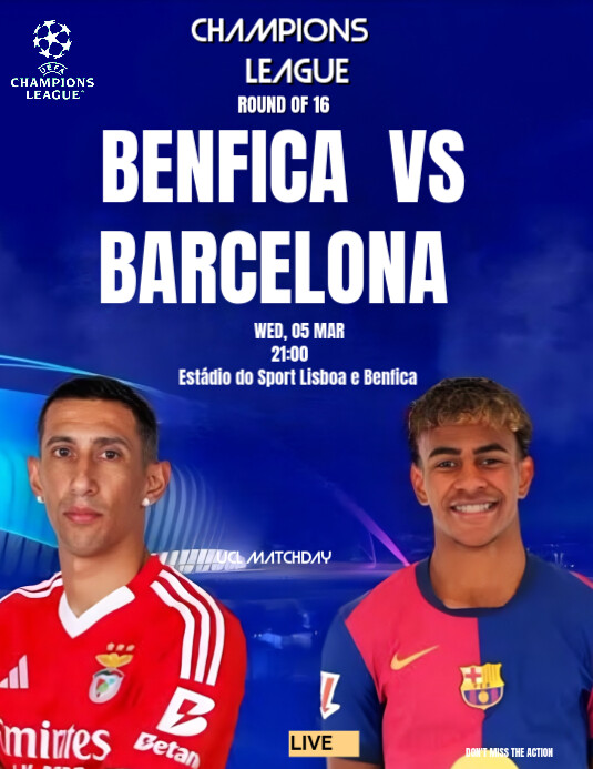 Copy of Blue Professional Benfica Vs Barcelona Ucl Matchday Flyer (us ...