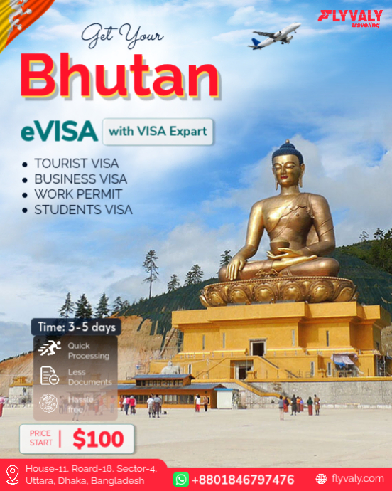 Blue Professional Bhutan Visa Processing Ads Design Template Instagram ...