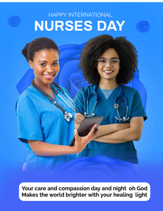 Blue Professional Blue Background Happy International Nurses Day Flyer ...
