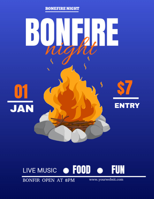 Blue Professional Bonfire Night Flyer (us Letter) Template | PosterMyWall