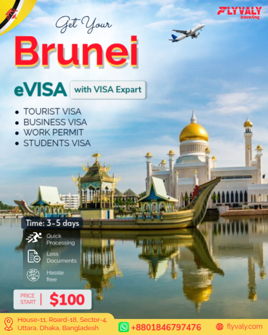 Blue Professional Brunei Visa Poster Template Instagram Portrait ...