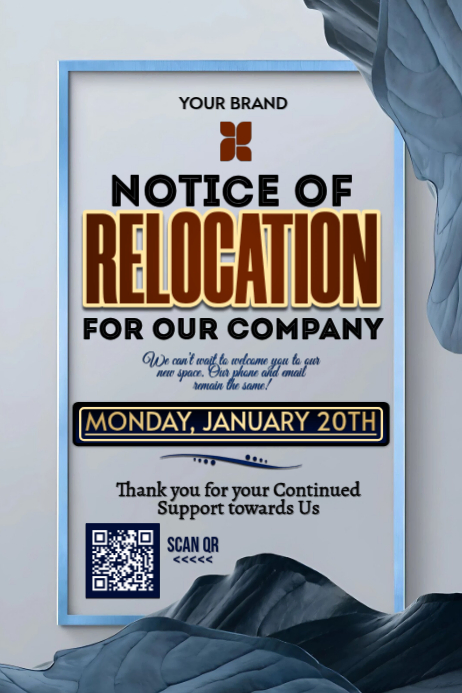 Blue Professional Business Relocation Notice Poster Template | PosterMyWall