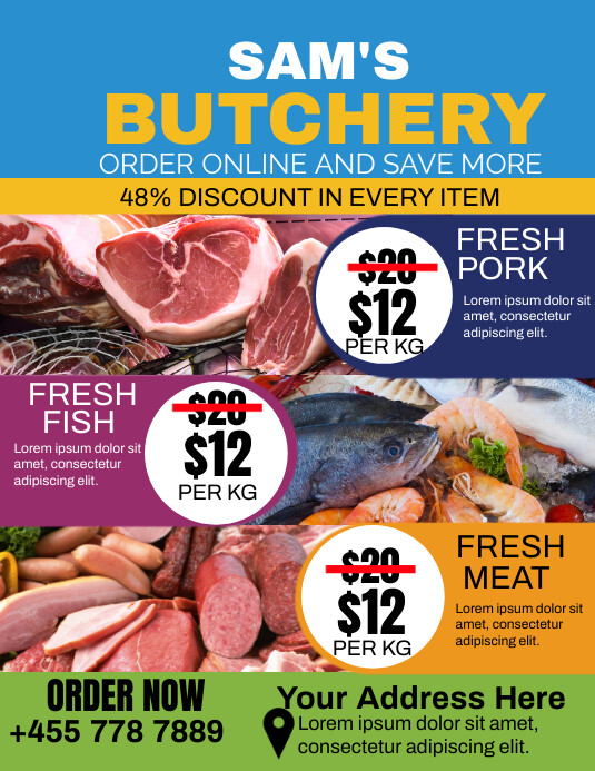 Copy of Blue Professional Butchery Flyer (us Letter) | PosterMyWall