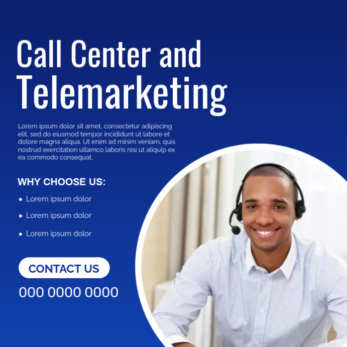 Blue Professional Call Center Ads Instagram P Template | PosterMyWall