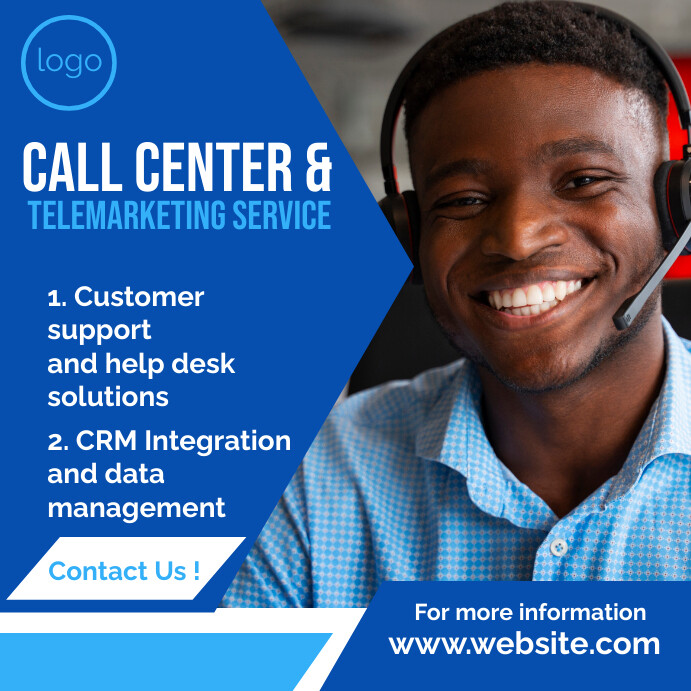 Plantilla de Blue Professional Call Center instagram Poster | PosterMyWall