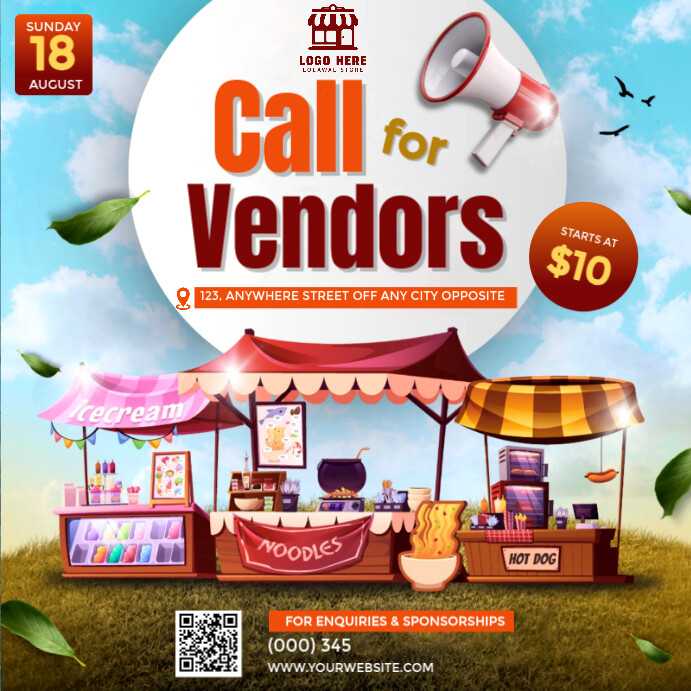 Copy of Blue Professional Call For Vendors Flyer Instagram Post ...