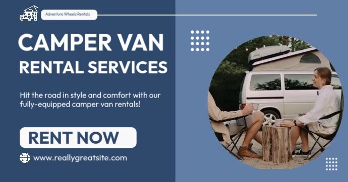 Blue Professional Camper Van Rental Services Facebook Shared Image ...