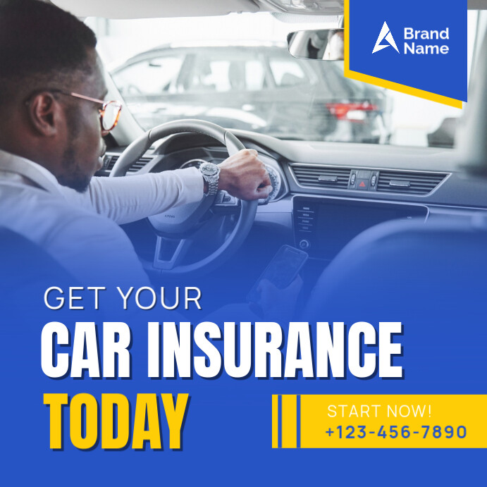Blue Professional Car Insurance Ads Instagram Post Template | PosterMyWall