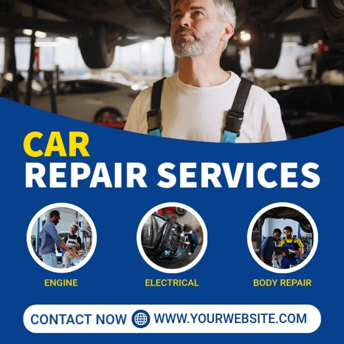 Blue Professional Car Repair Instagram Post Template | PosterMyWall
