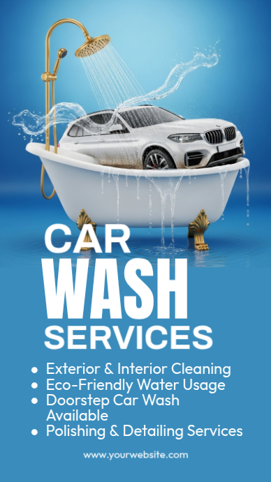 Blue Professional Car Wash Services Instagram Story Template | PosterMyWall