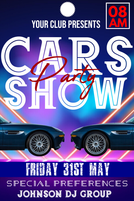 Blue Professional Cars Show Poster Template | PosterMyWall