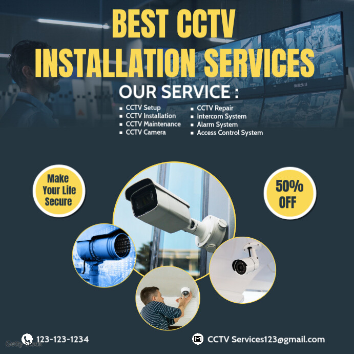 Blue Professional Cctv Installation Services Instagram Post Template ...