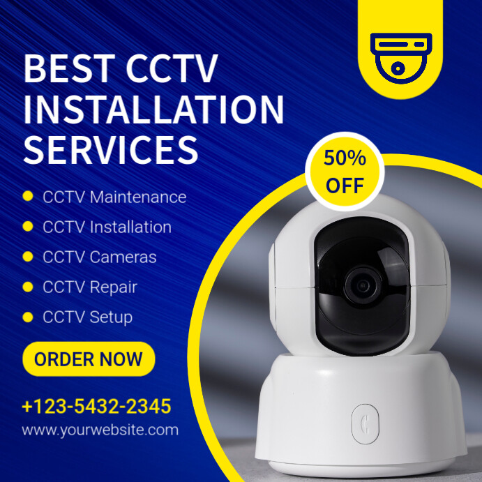 Blue Professional Cctv Security Instagram Post Modelo | PosterMyWall