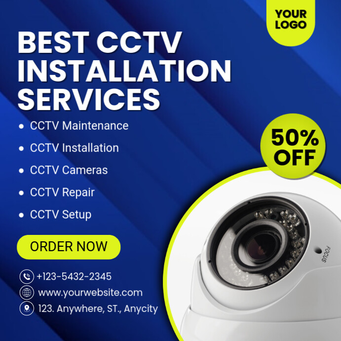 Blue Professional Cctv Security Instagram Post Template | PosterMyWall