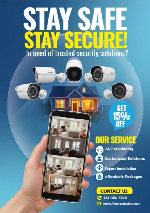 Copy of Blue Professional Cctv Service A4 | PosterMyWall